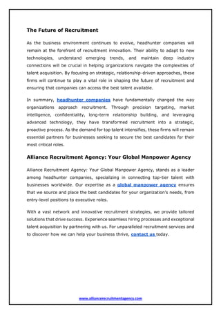 Headhunter Companies - Revolutionizing Recruitment Strategies | PDF