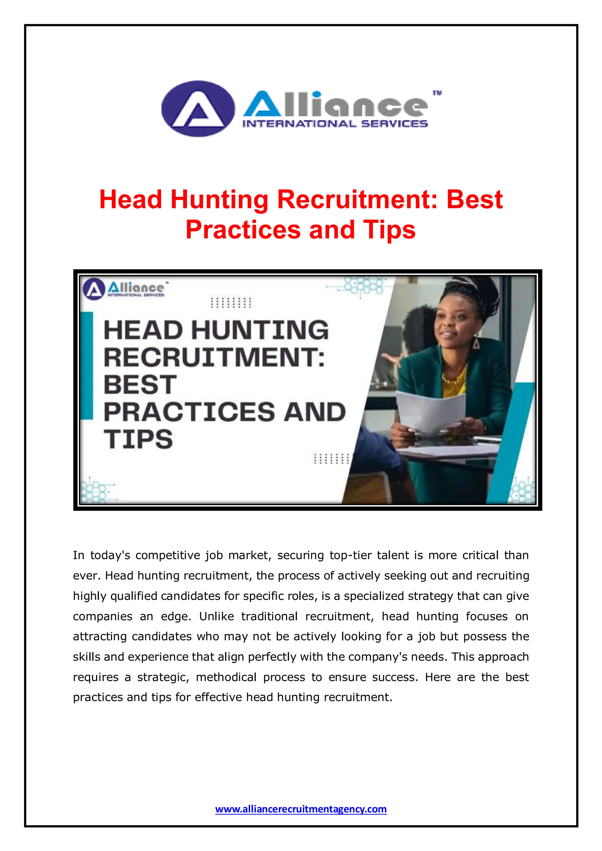 Head Hunting Recruitment - Best Practices and Tips | PDF