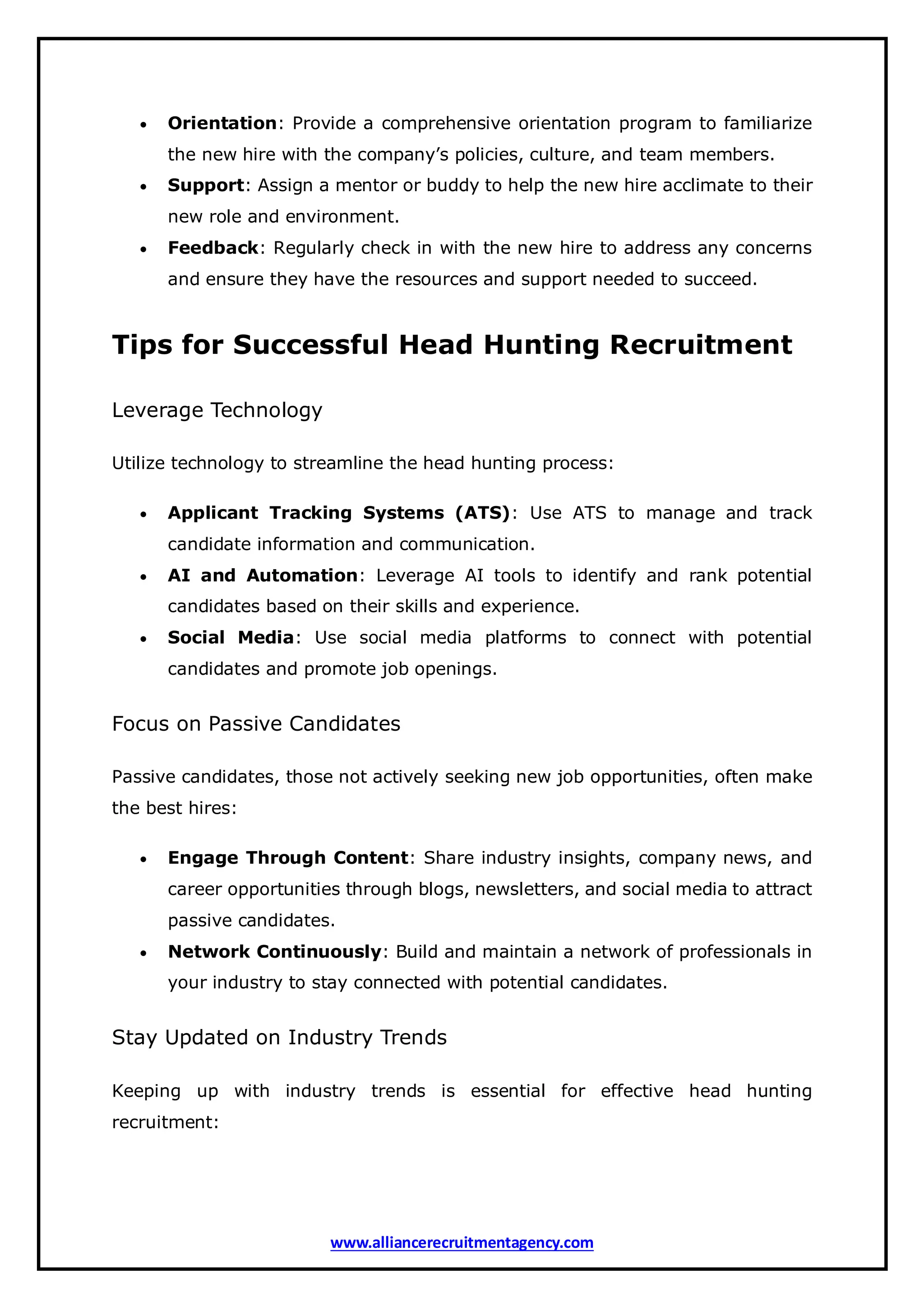 Head Hunting Recruitment - Best Practices and Tips | PDF