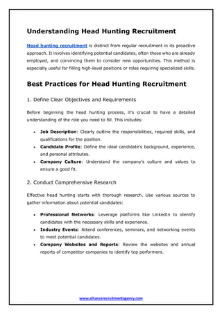 Head Hunting Recruitment - Best Practices and Tips | PDF