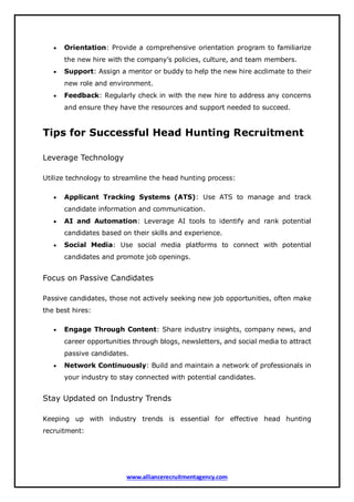 Head Hunting Recruitment - Best Practices and Tips | PDF