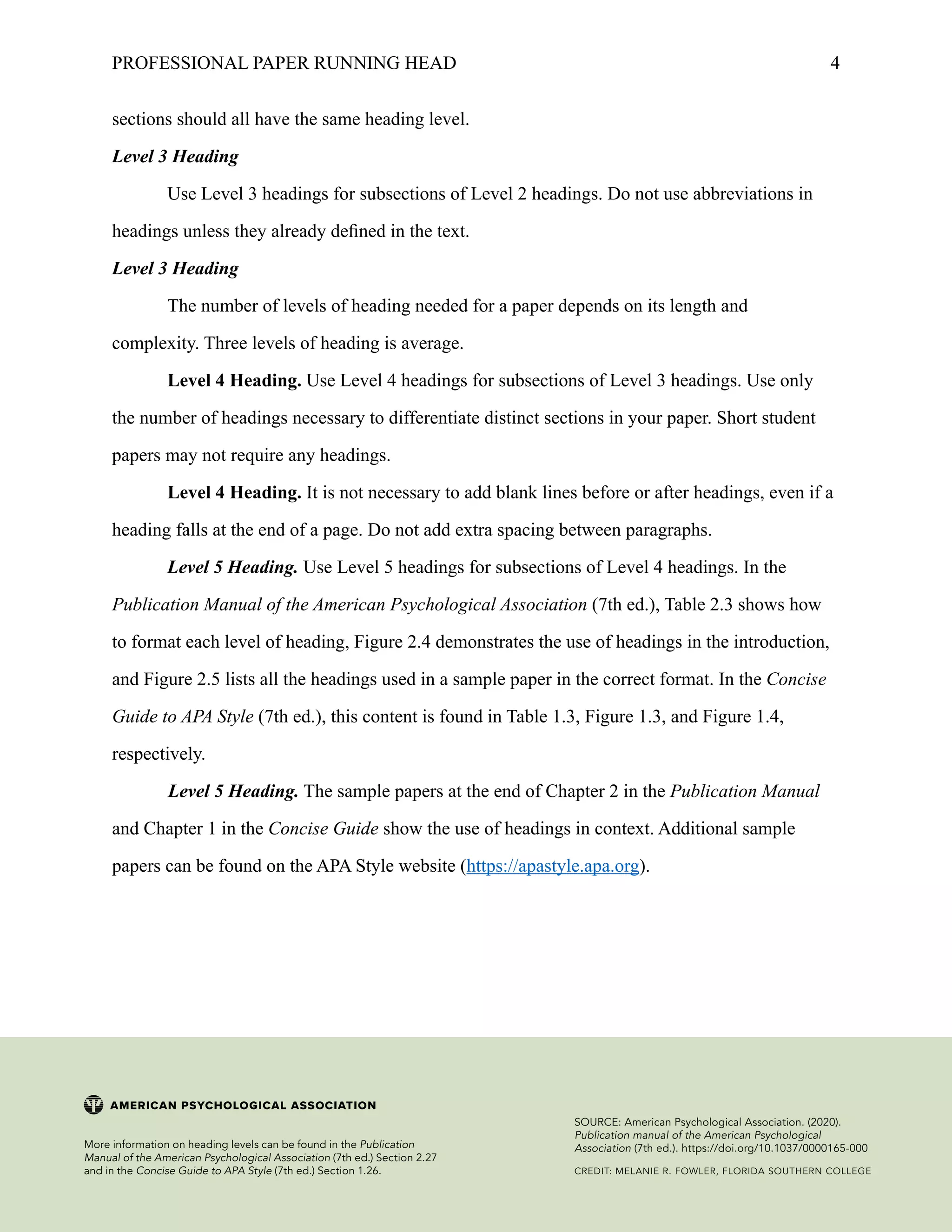 Heading levels template: professional paper, APA style 7th ed. | PDF