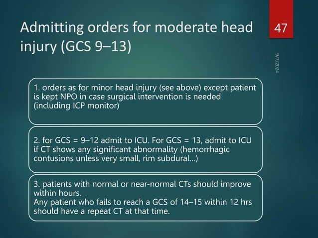 Approach to Head Injuiry, Intracranial Pressure Measurement and ...