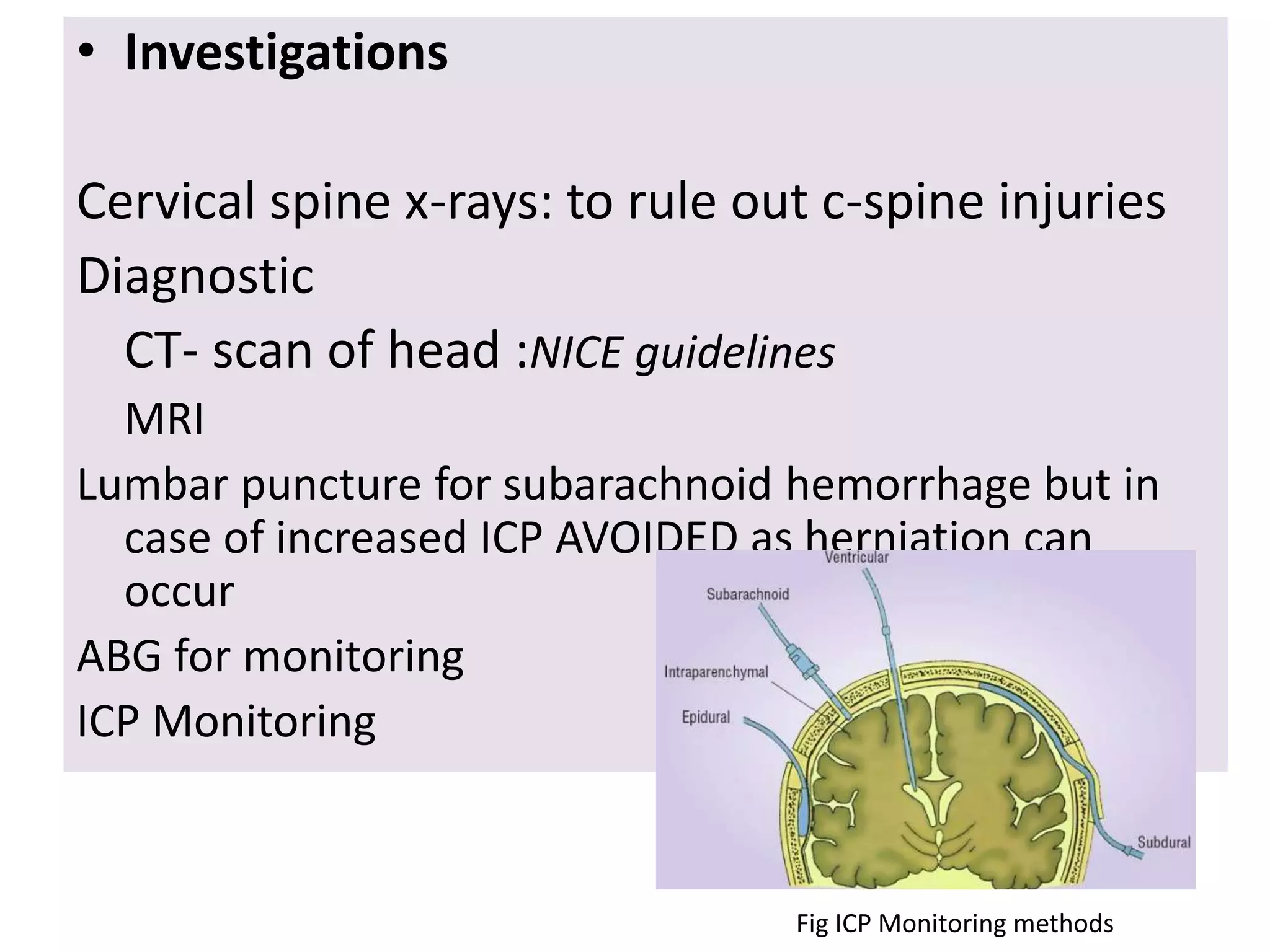 Head injury( Diagnosis/symptoms/investigation/Treatment) | PPTX