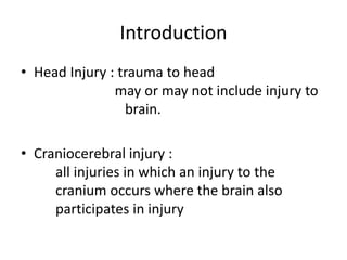 Head injury( Diagnosis/symptoms/investigation/Treatment) | PPTX