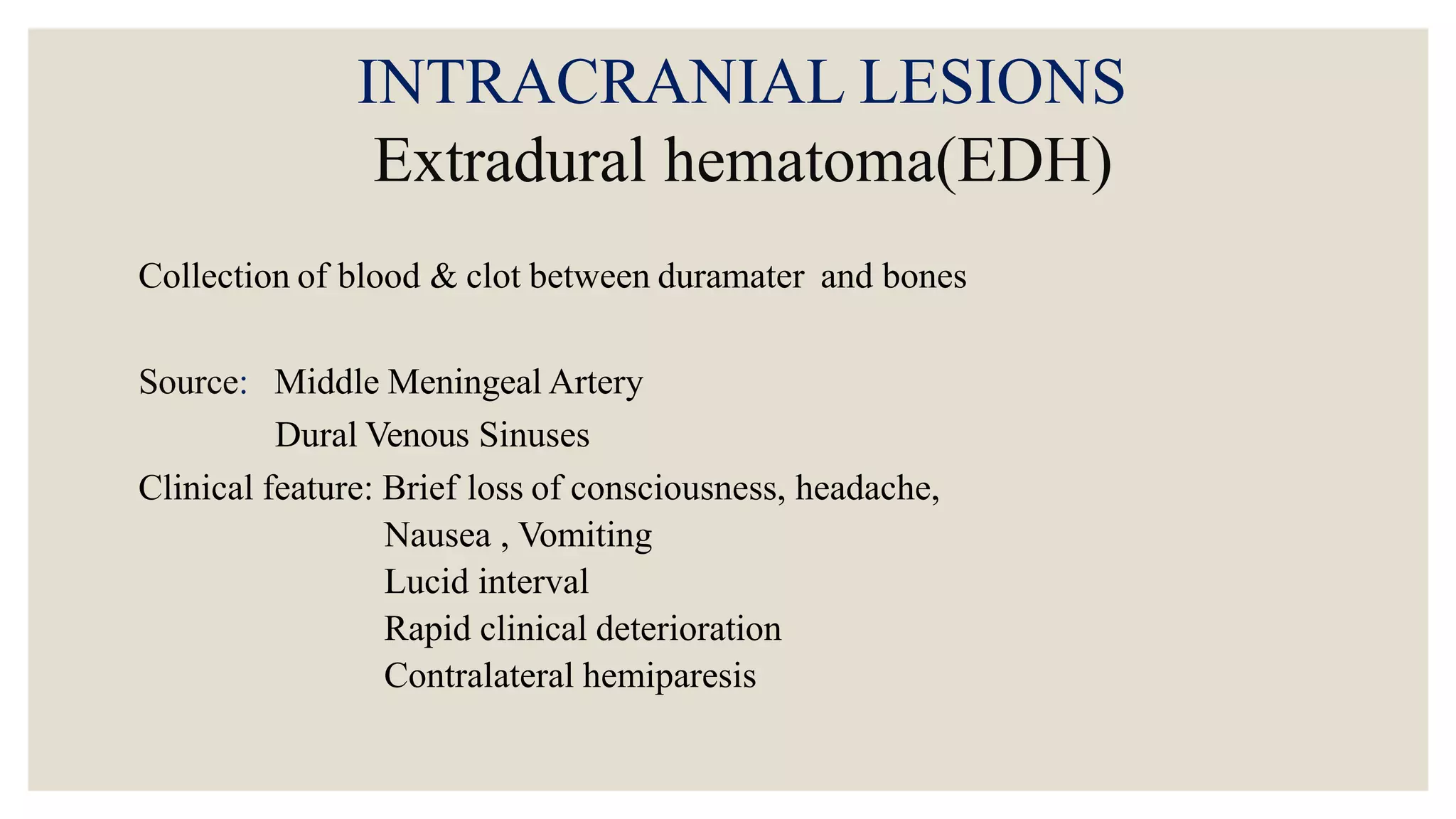 Primary and secondary head injury EDH and SDH | PPTX