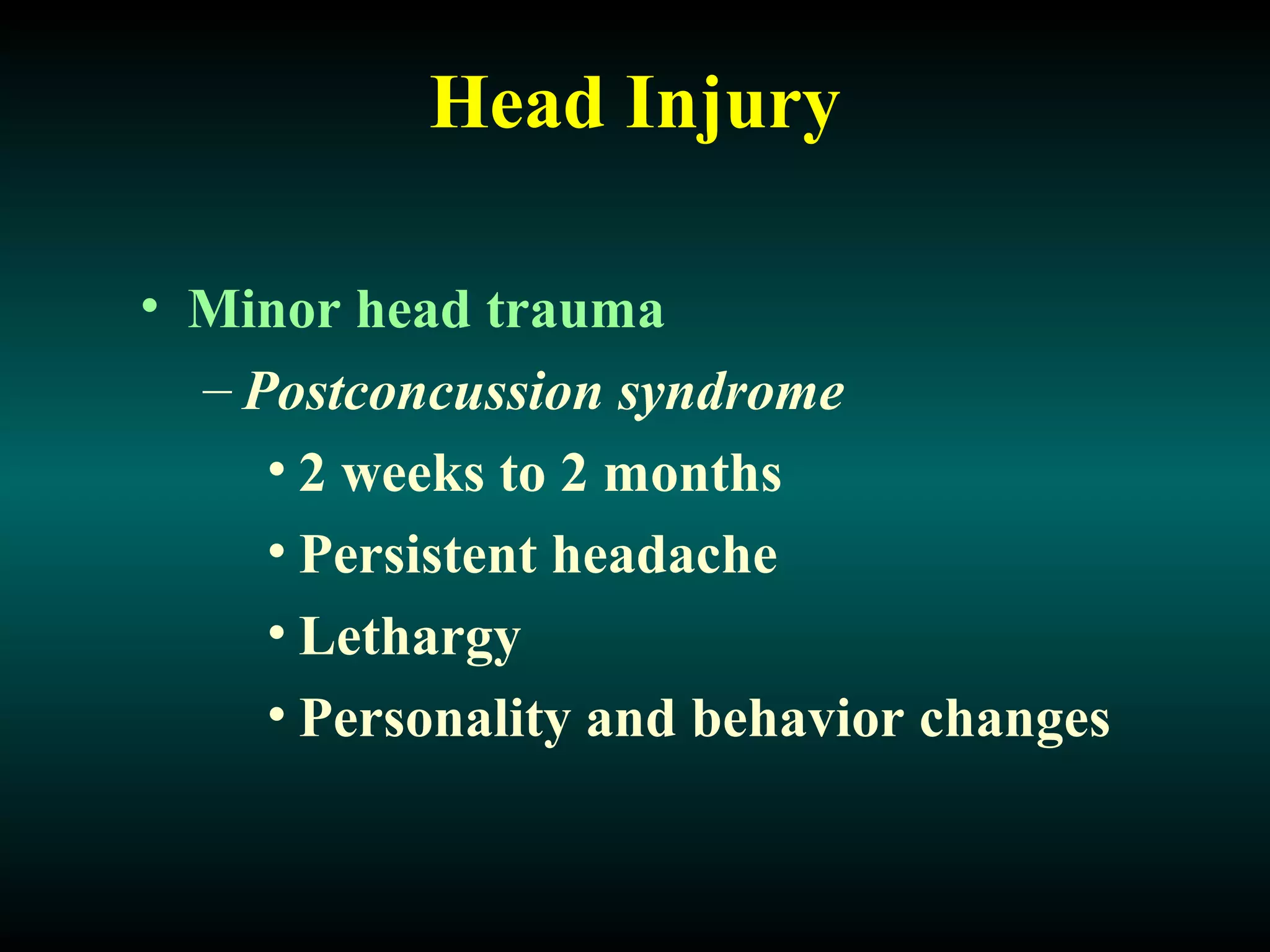 Head injury types, clinical manifestations, diagnosis and management | PPT