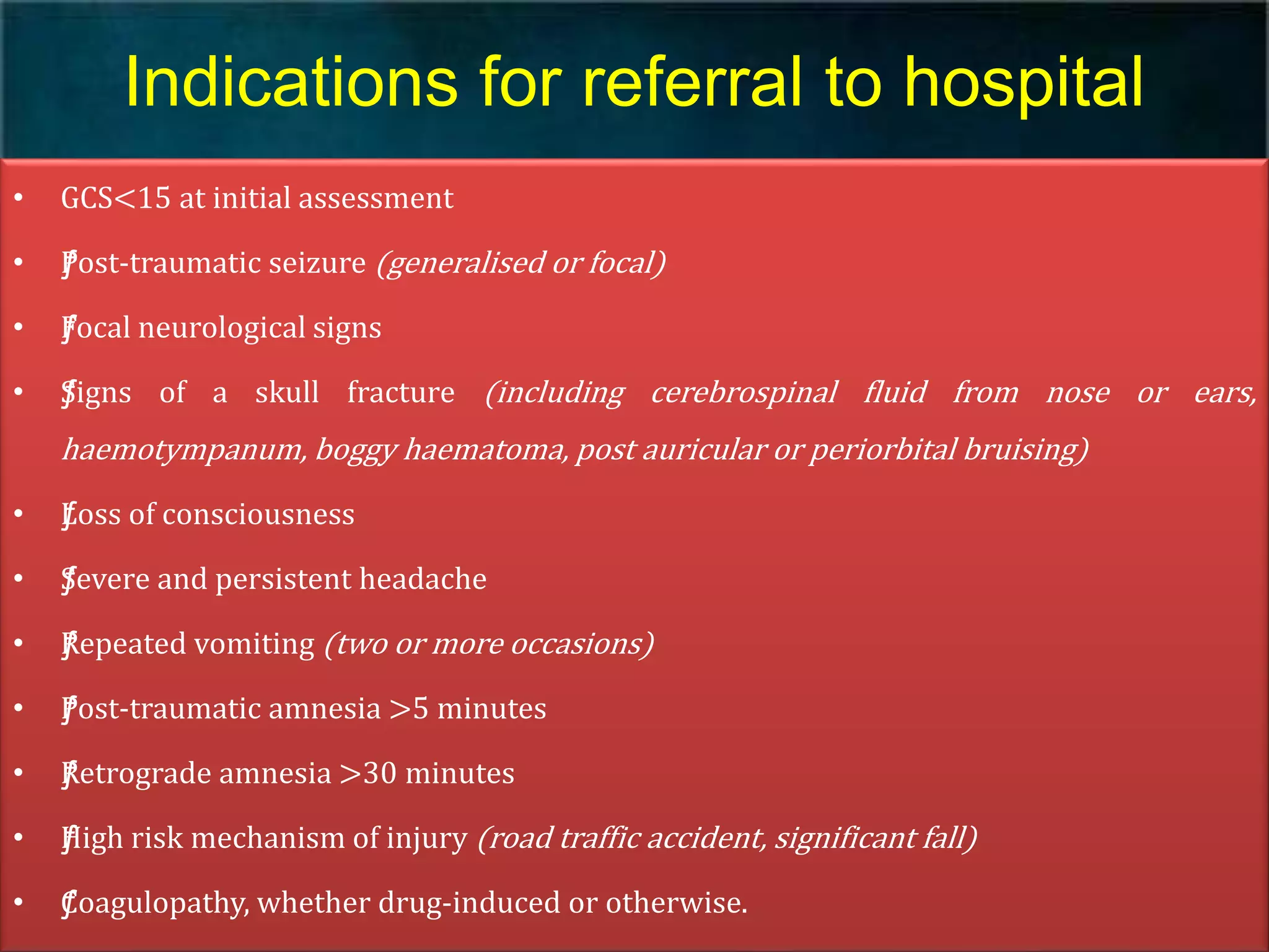 Head injury and medical tratment | PPTX