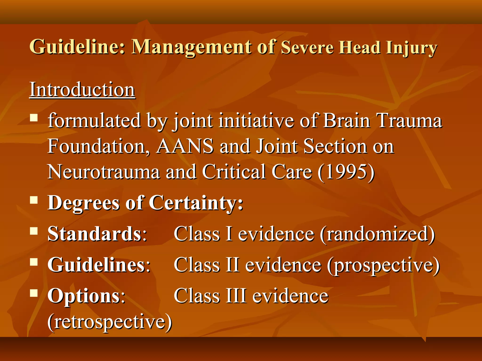 Head injury management | PPT