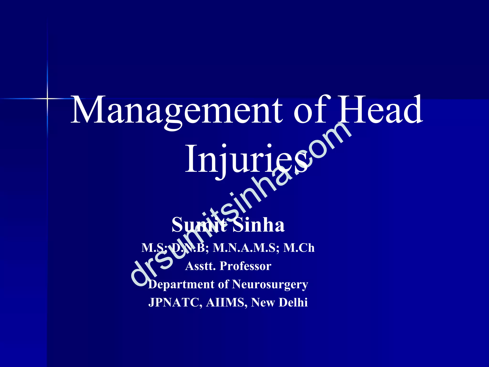 Head injury management lecture.ppt (1) | PPT