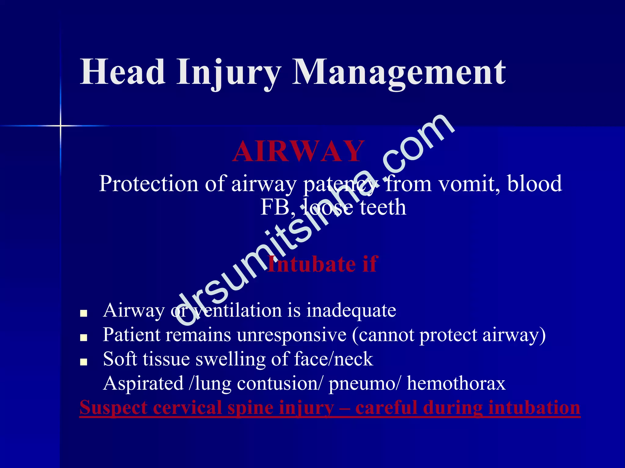 Head injury management lecture.ppt (1) | PPT
