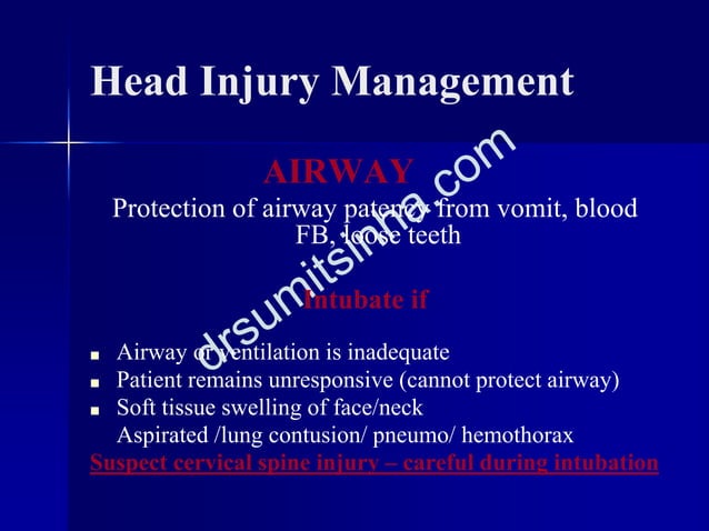 Head injury management lecture.ppt (1) | PPT