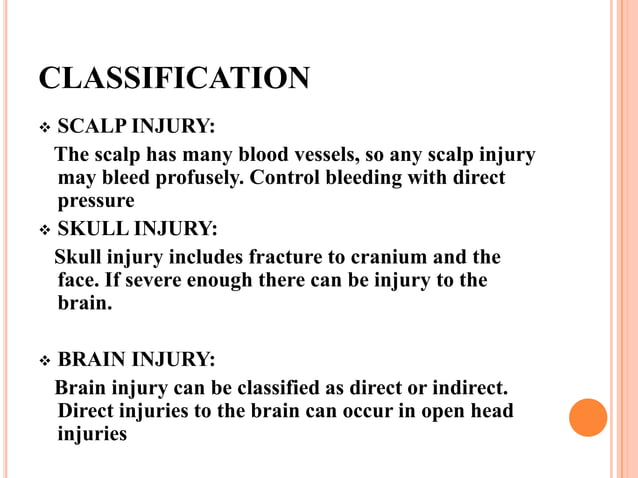 Head injury ppt | PPTX | Death, Injury, or Military Conflict ...