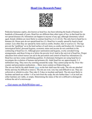 Head Lice Diagnosis Code