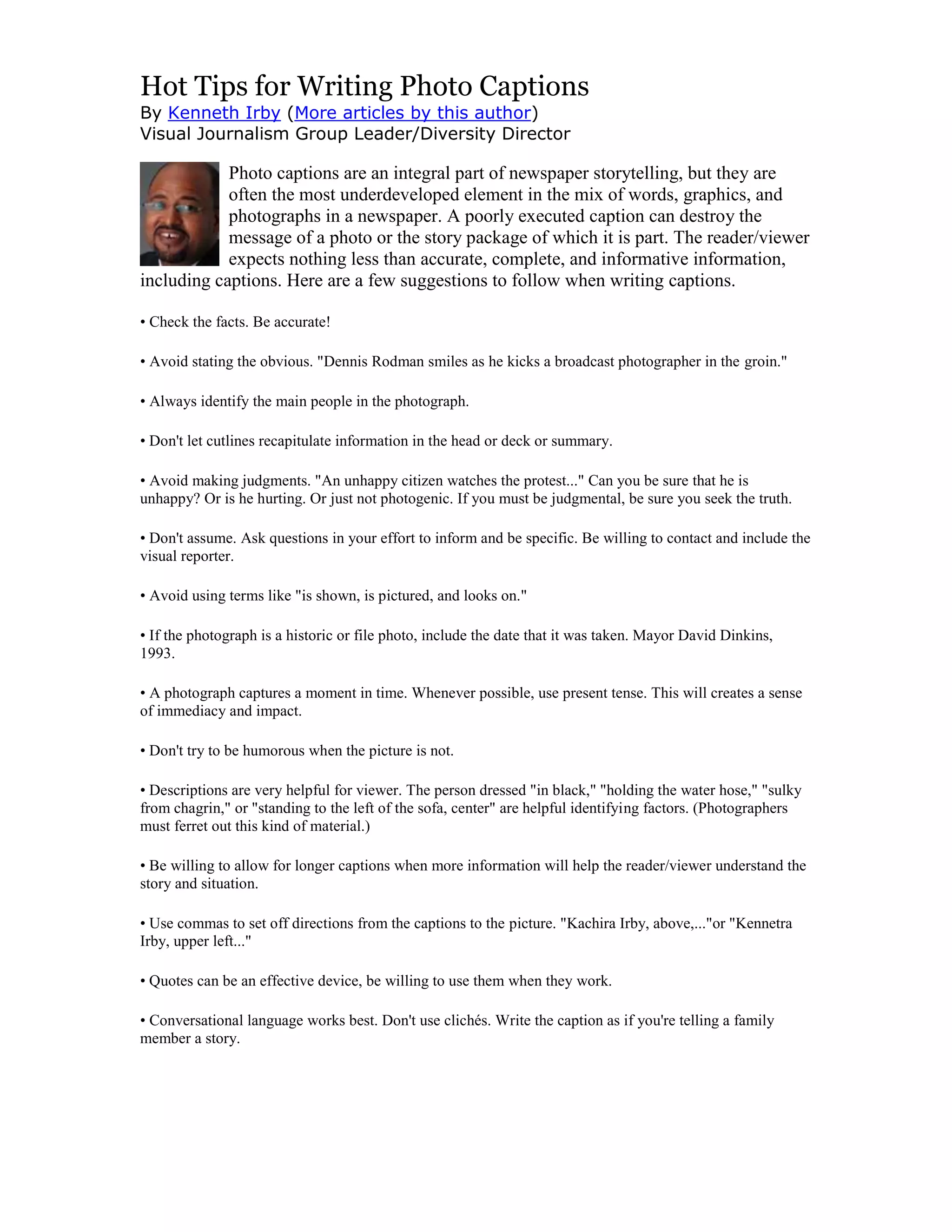 Headlines & Caption Writing Course Content | DOC