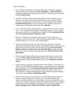 Headlines & Caption Writing Course Content | DOC