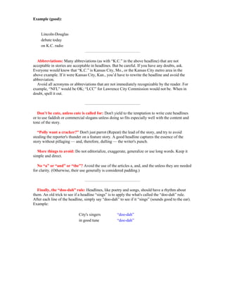 Headlines & Caption Writing Course Content | DOC