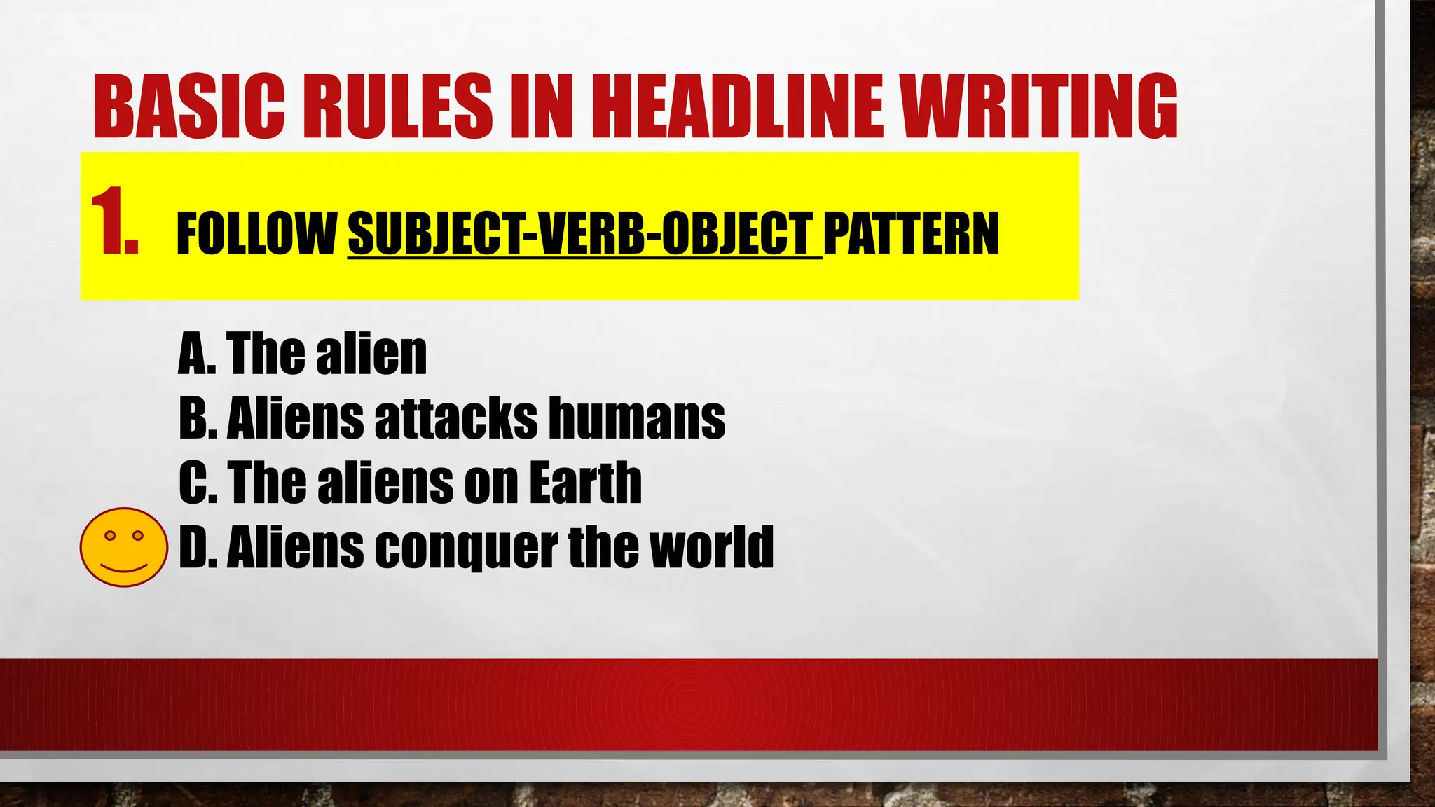Week 1: Headline Writing Rules with examples | PPTX