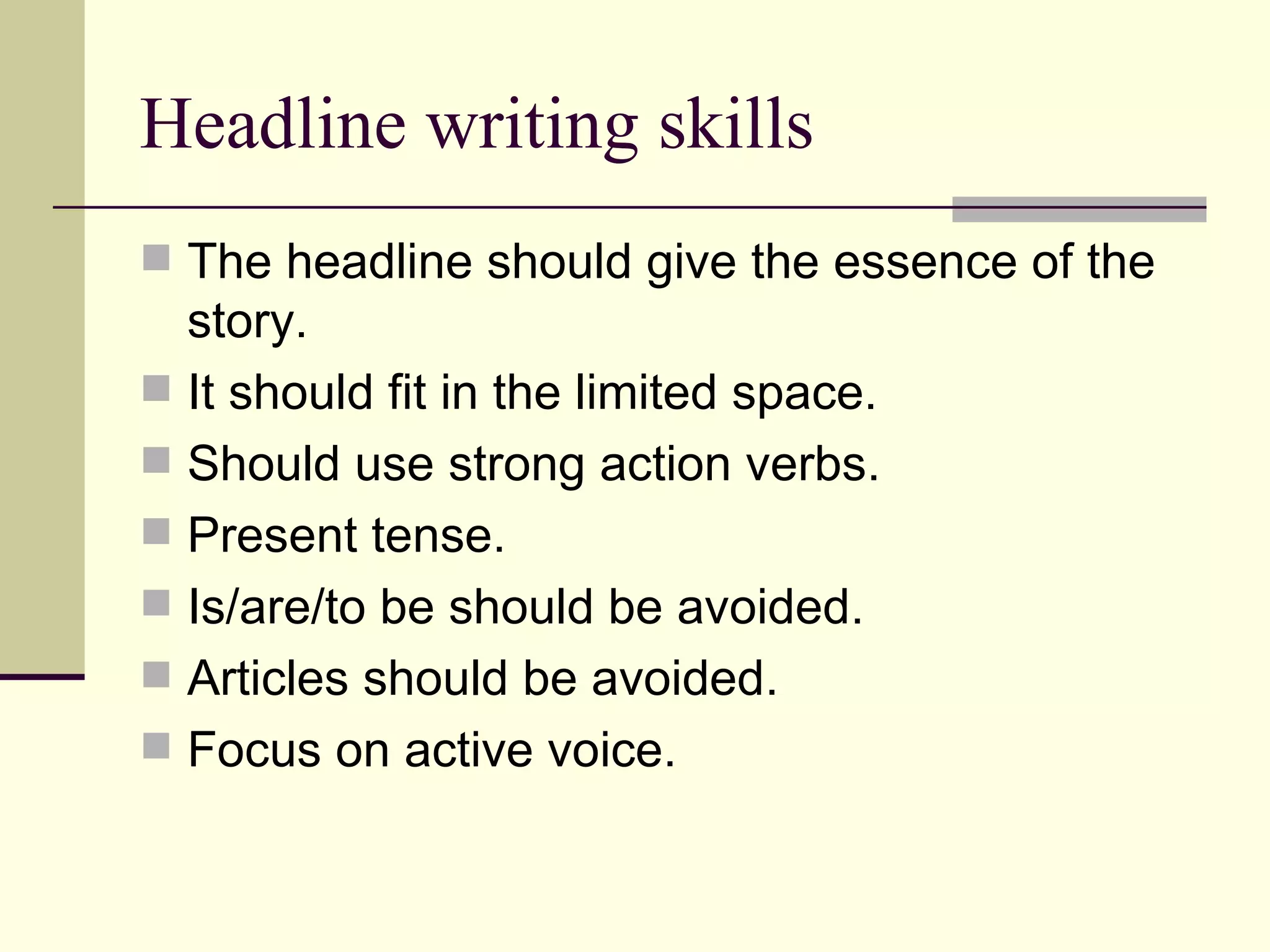 Headline writing pm | PPT