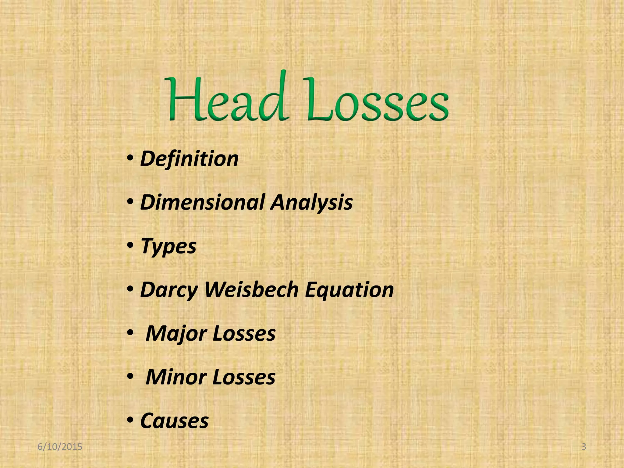 Head losses | PPTX