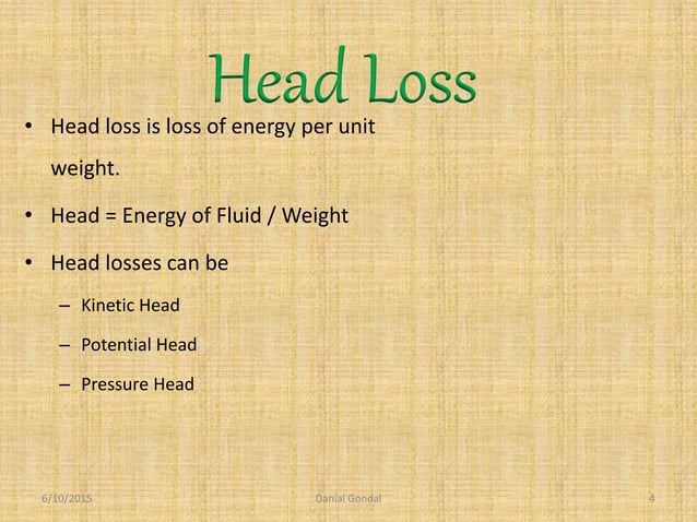 Head losses | PPTX | Physics | Science