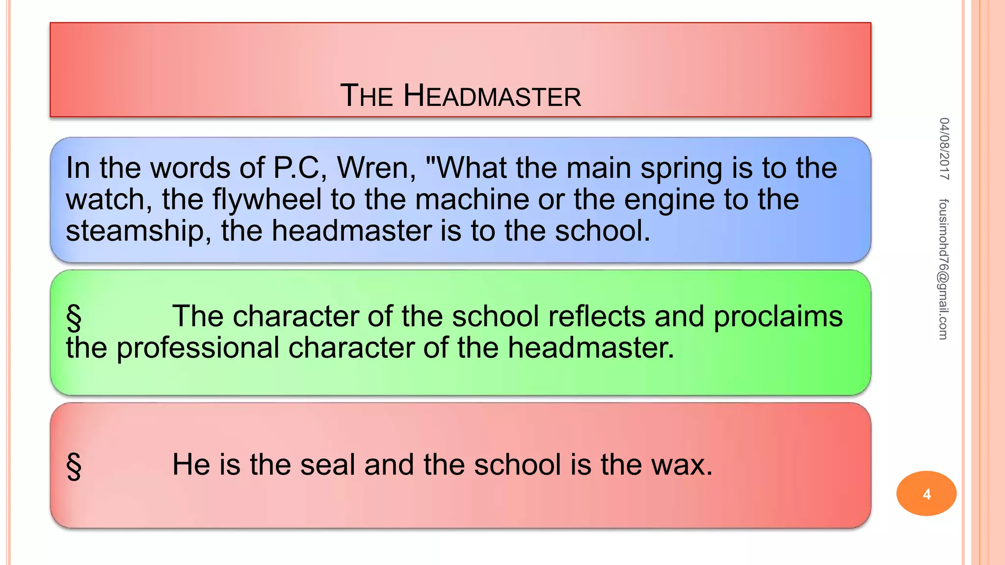 Head master duties and responsibilities | PPTX
