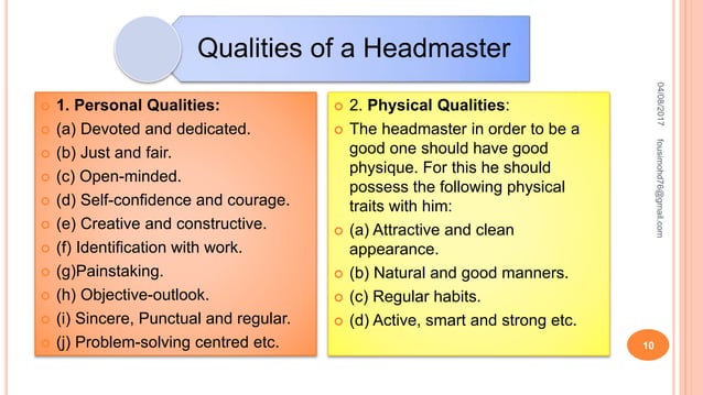 Head master duties and responsibilities | PPTX | Professional School ...