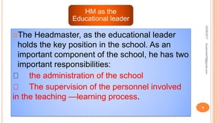 Head master duties and responsibilities | PPTX