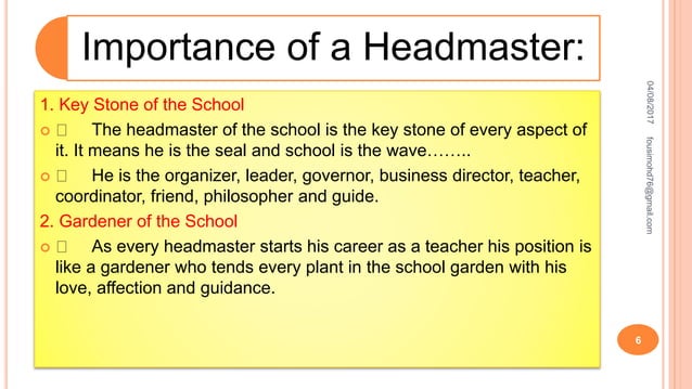 Head master duties and responsibilities | PPTX | Professional School ...