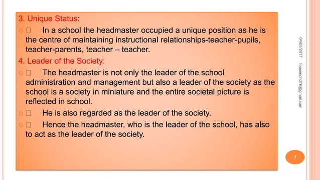 Head master duties and responsibilities | PPTX | Professional School ...