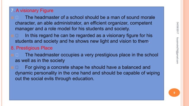 Head master duties and responsibilities | PPTX | Professional School ...