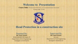 Head protection in construction site | PPTX