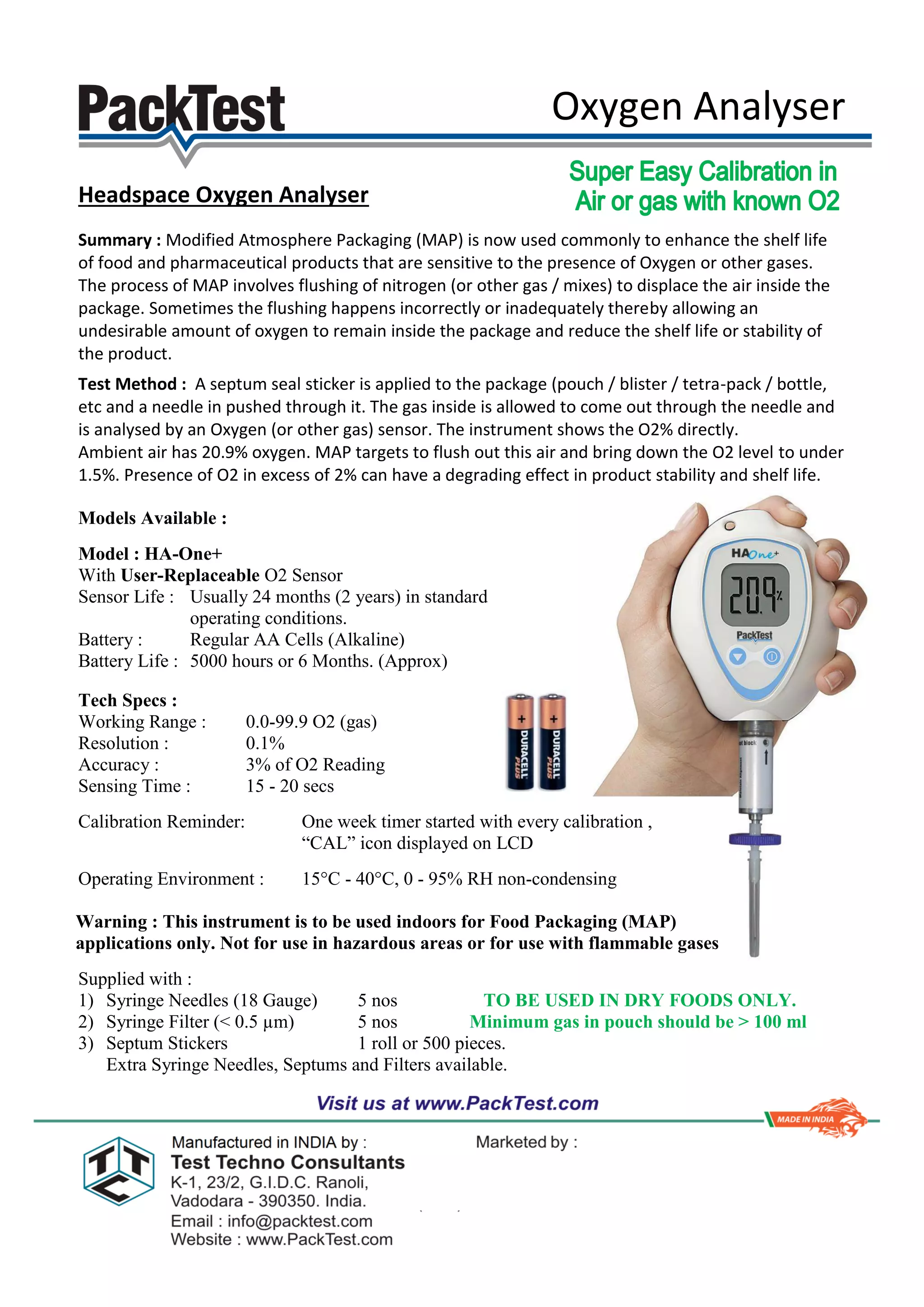 Headspace analyser ha-one-plus - 2018 | PDF