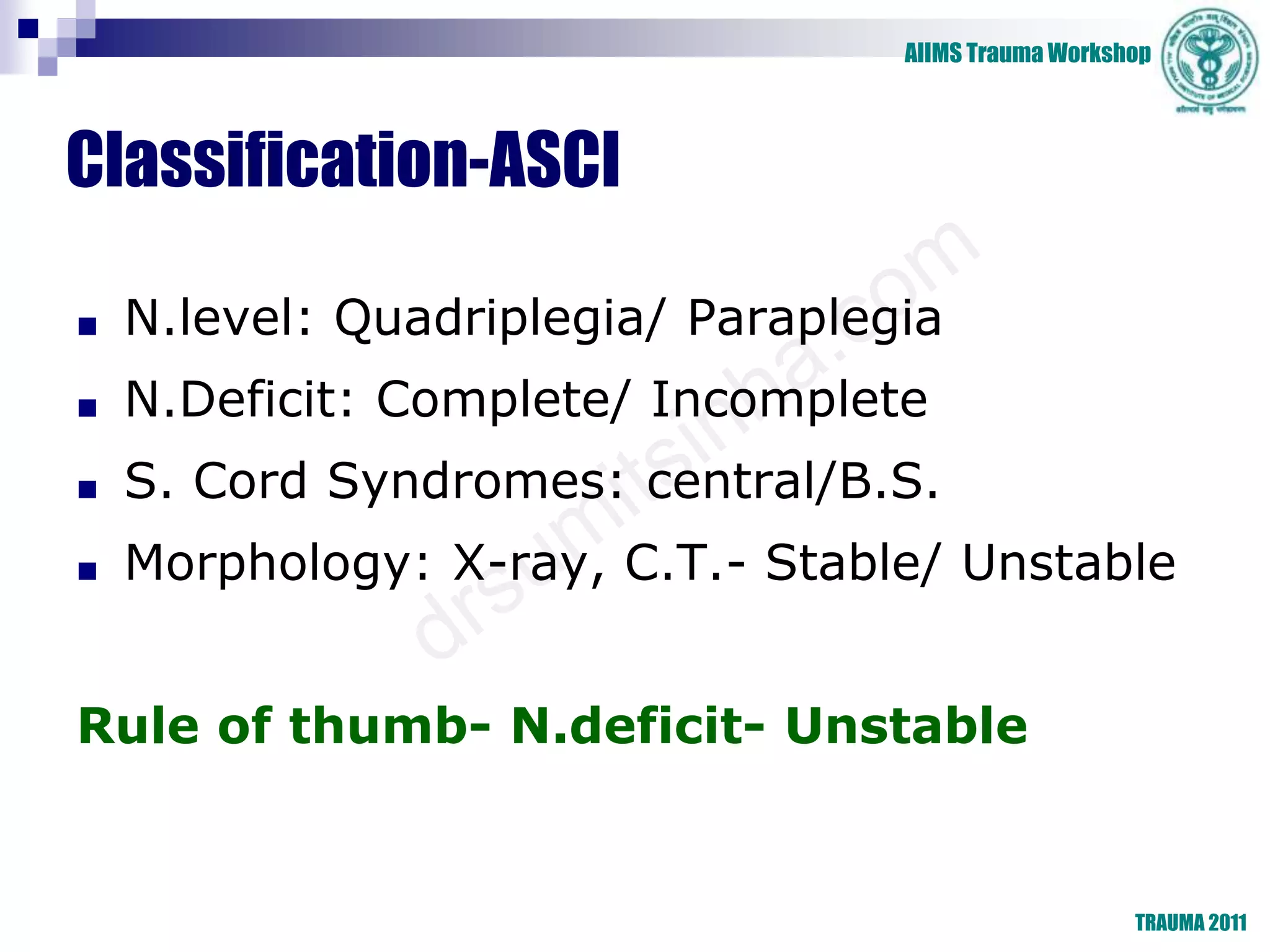 Head and Spine trauma traumacon 2011.ppt