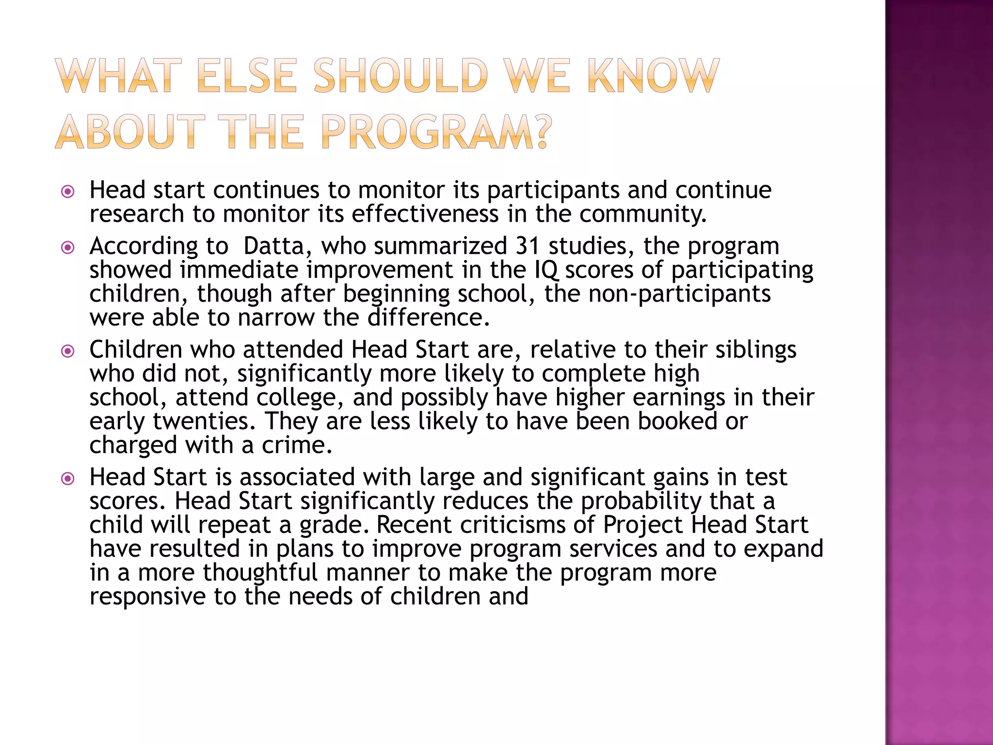 Head Start Program | PPTX