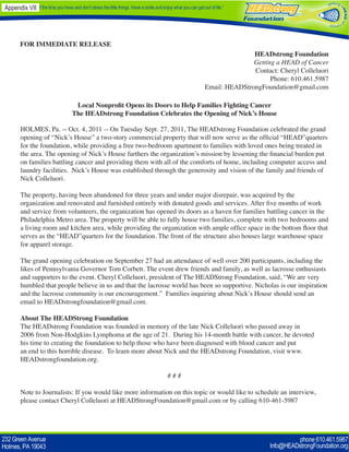 HEADstrong Foundation Media Kit | PDF | Cancer | Diseases and Conditions