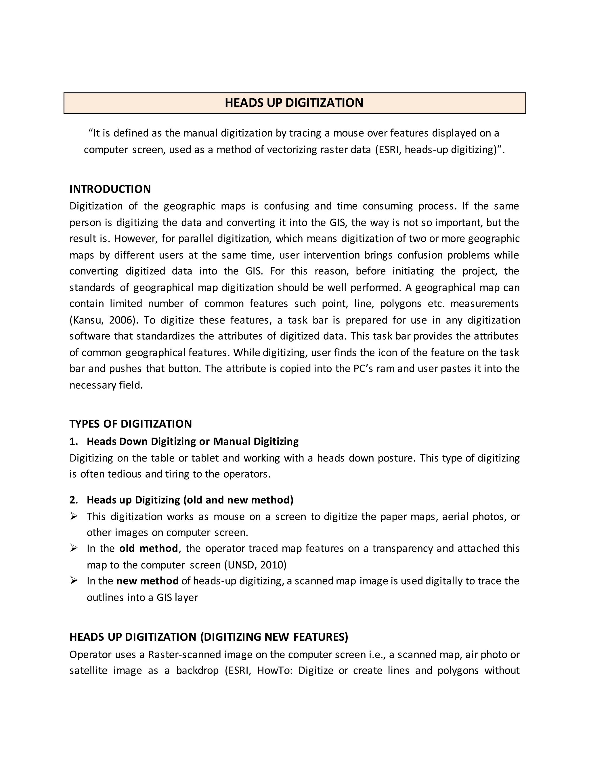 Heads up digitization- ON THE FLY- GIS | DOCX