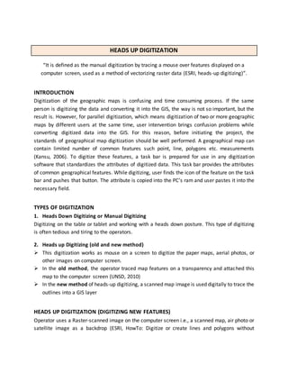Heads up digitization- ON THE FLY- GIS | DOCX