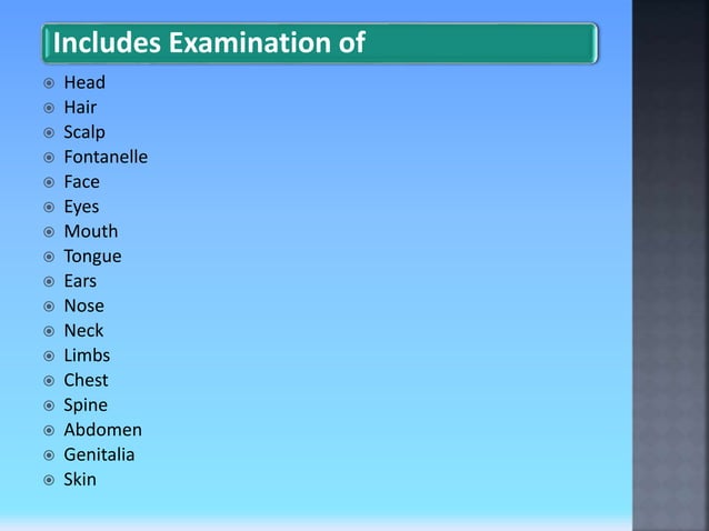 Head to foot examination in Paediatrics | PPTX