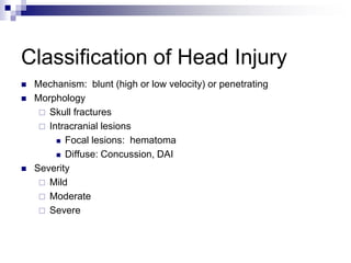 Head Trauma & ICP. SURGICAL AND MEDICAL MANAGEMENT OF | PPT