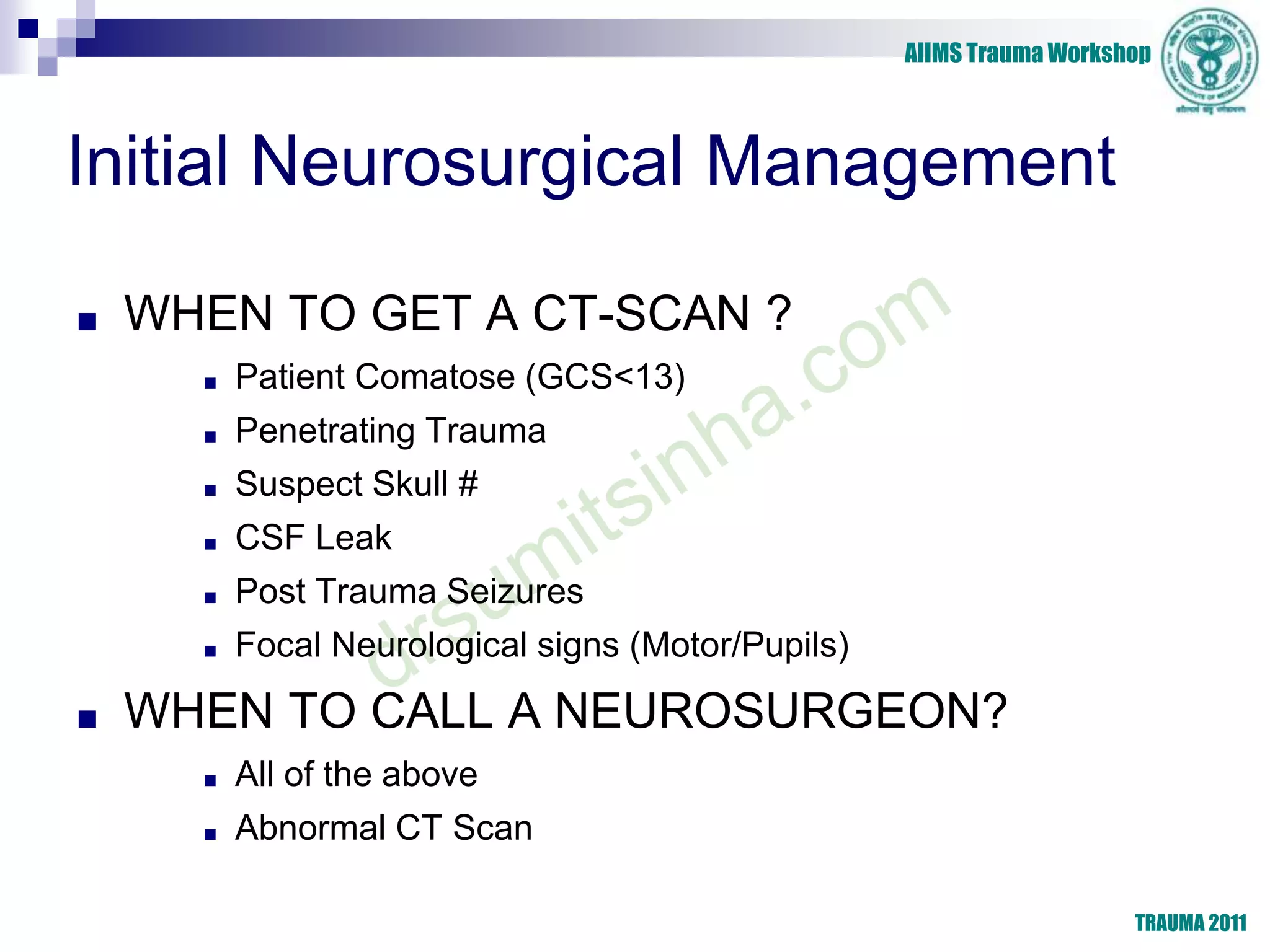 Head trauma traumacon_2011 | PPTX