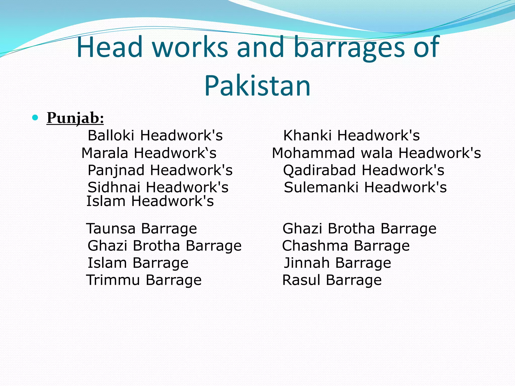 Headworks and barrages in pakistan | PDF
