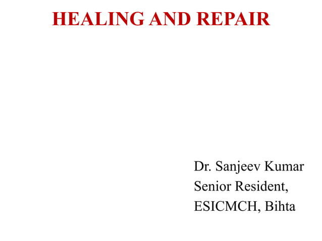 Healing and Repair tissue injury, healing bu primary and secondary ...