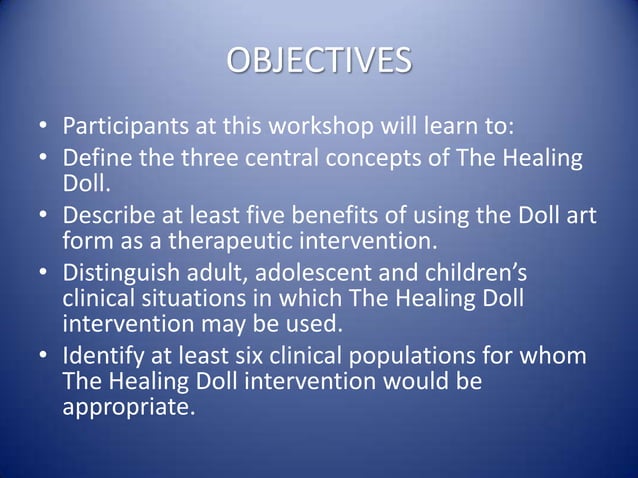 Healing Dolls as therapeutic Art Therapy intervention | PPTX