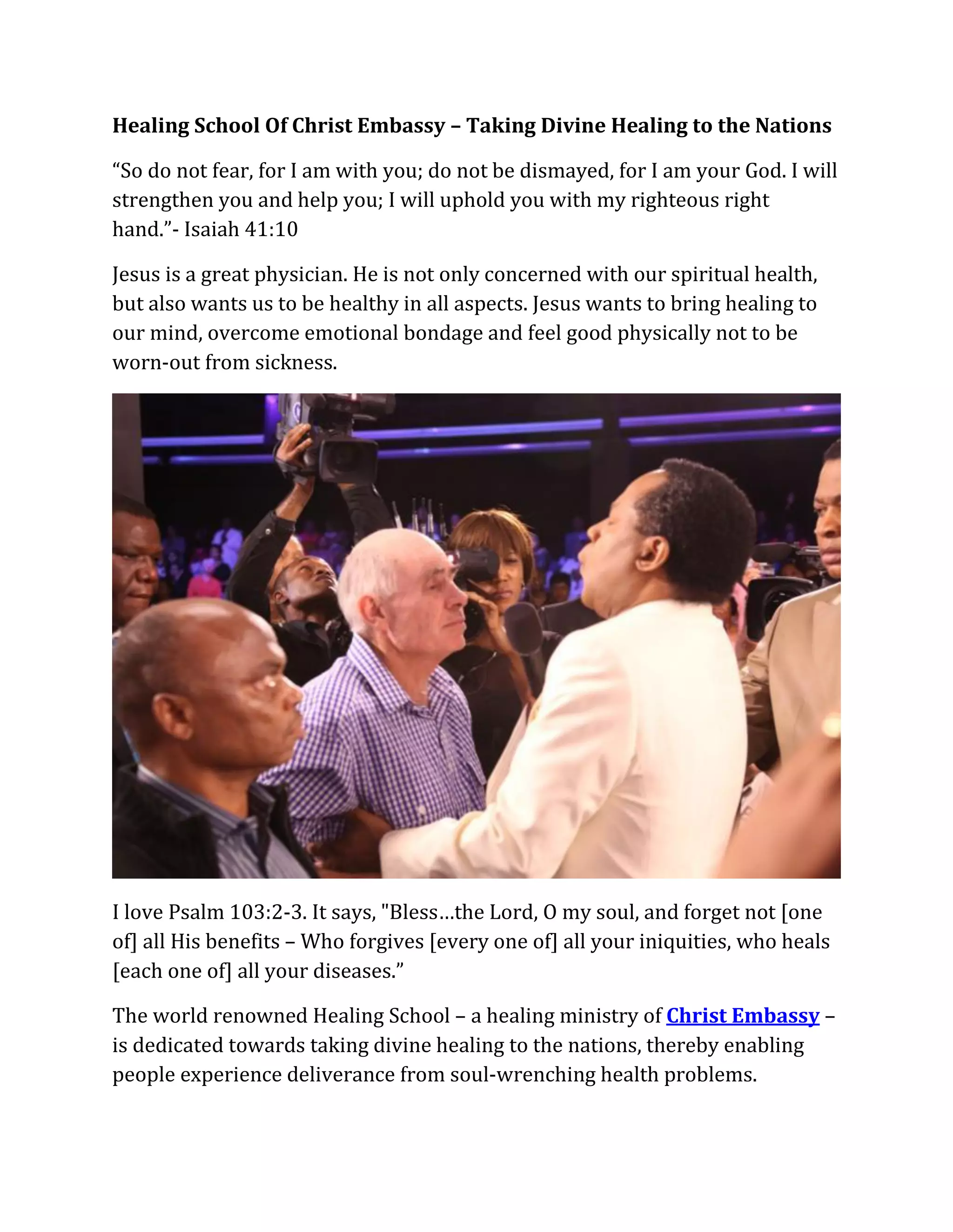 Healing School Of Christ Embassy – Taking Divine Healing to the Nations ...