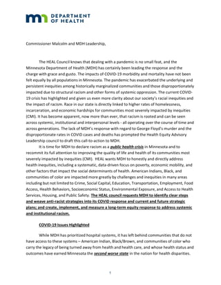 HEAL Letter to Commissioner Malcolm 2020 | PDF