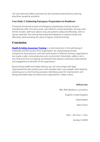 Health & Safety Awareness Training: A Comprehensive Guide | PDF