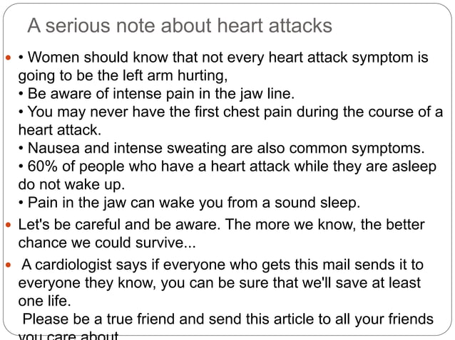 Health 46(serious note for heart attack) | PPTX