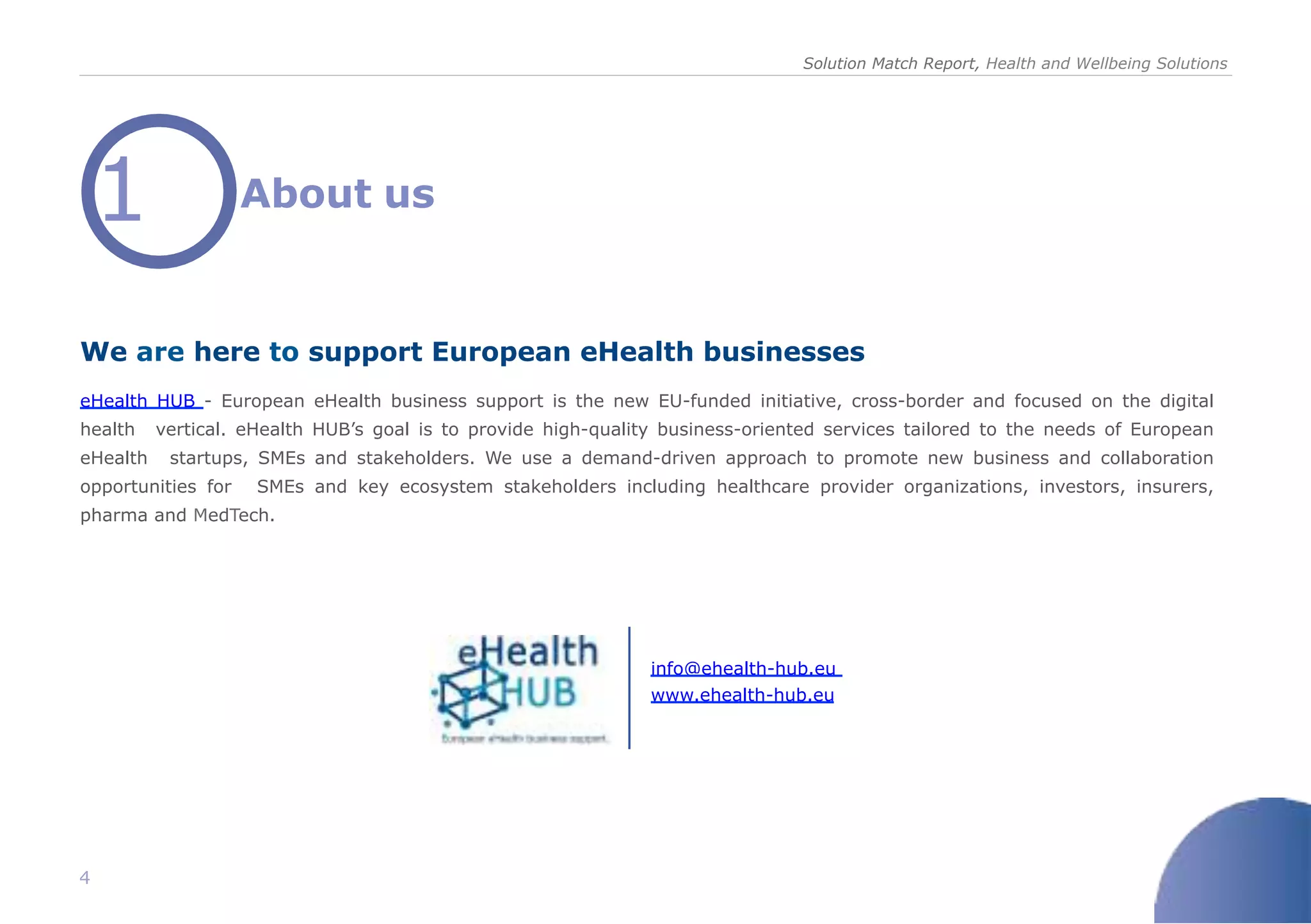 Health and Wellbeing Solutions Report. Later stage SMEs | eHealth HUB ...