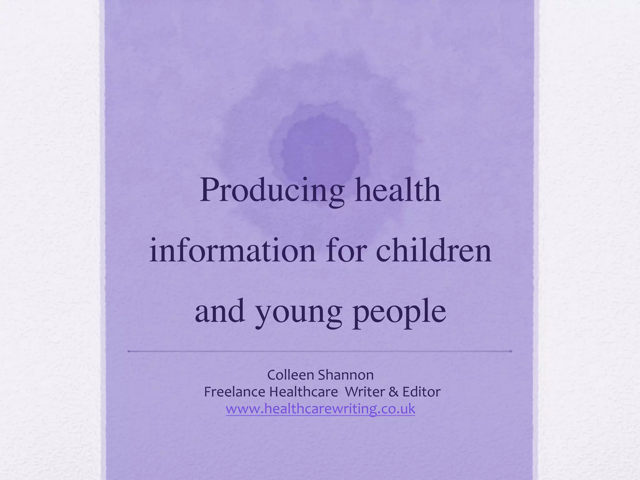 Health information for children and young people | PPT